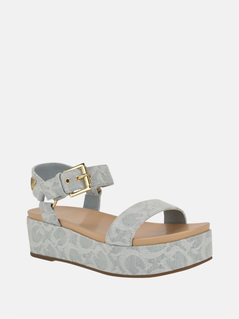 Wits Denim Flatform Sandals | GUESS Factory