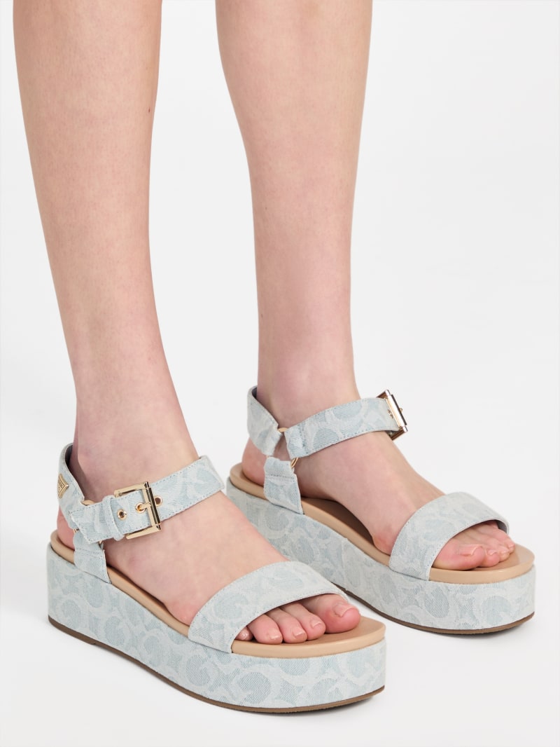 Wits Denim Flatform Sandals | GUESS Factory