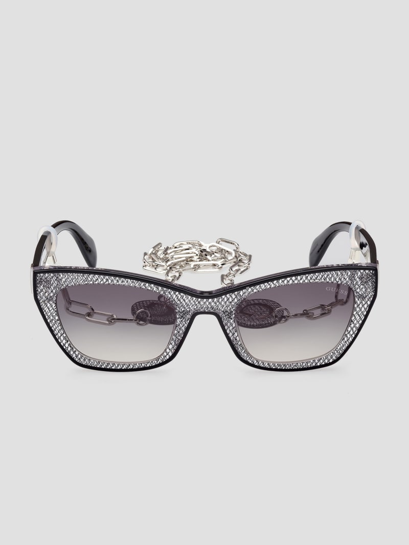 Metallic Plastic Cat Eye Sunglasses Guess