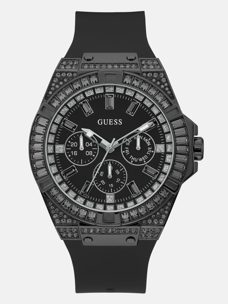 Black Multifunction Silicon Watch | GUESS Factory