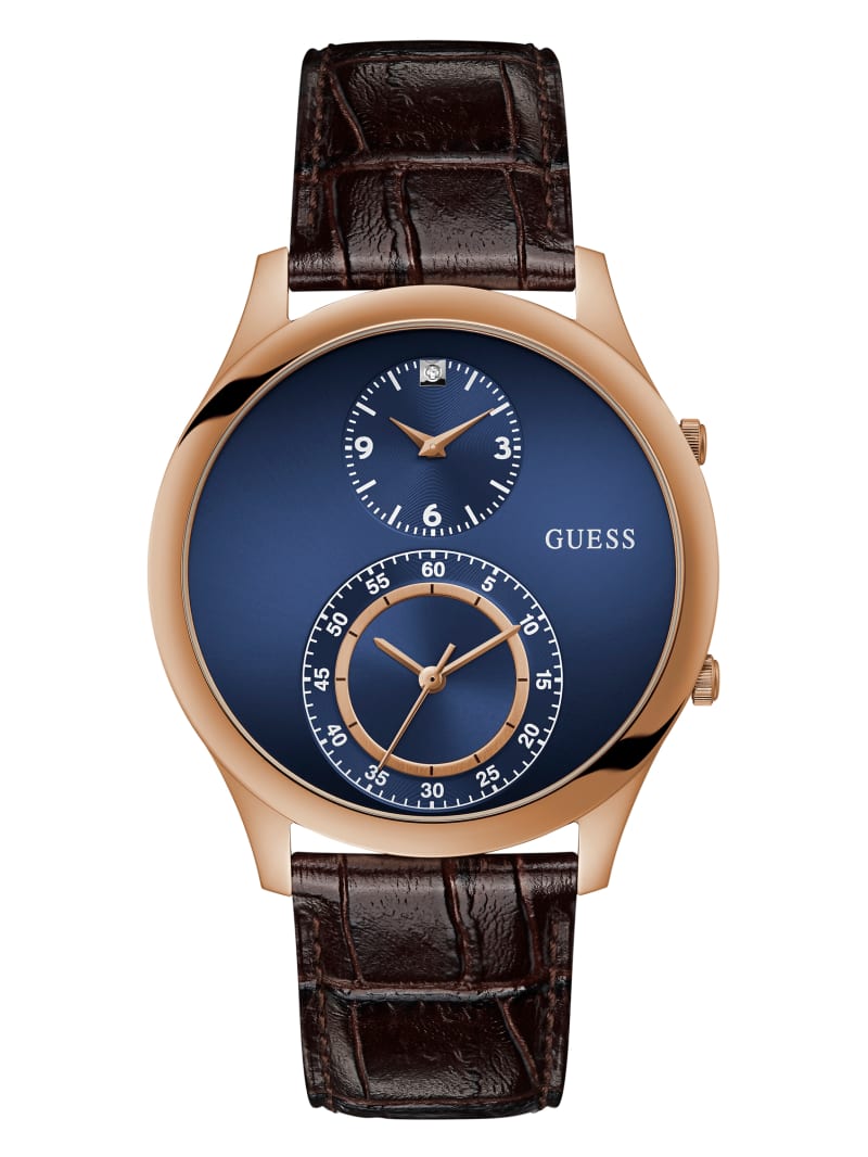 Guess Dos Rose Gold-Tone and Blue Dual Function Watch - GW0281G2-MULTI