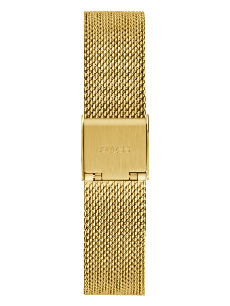 Burgundy and Gold-Tone Mesh Analog Watch | GUESS