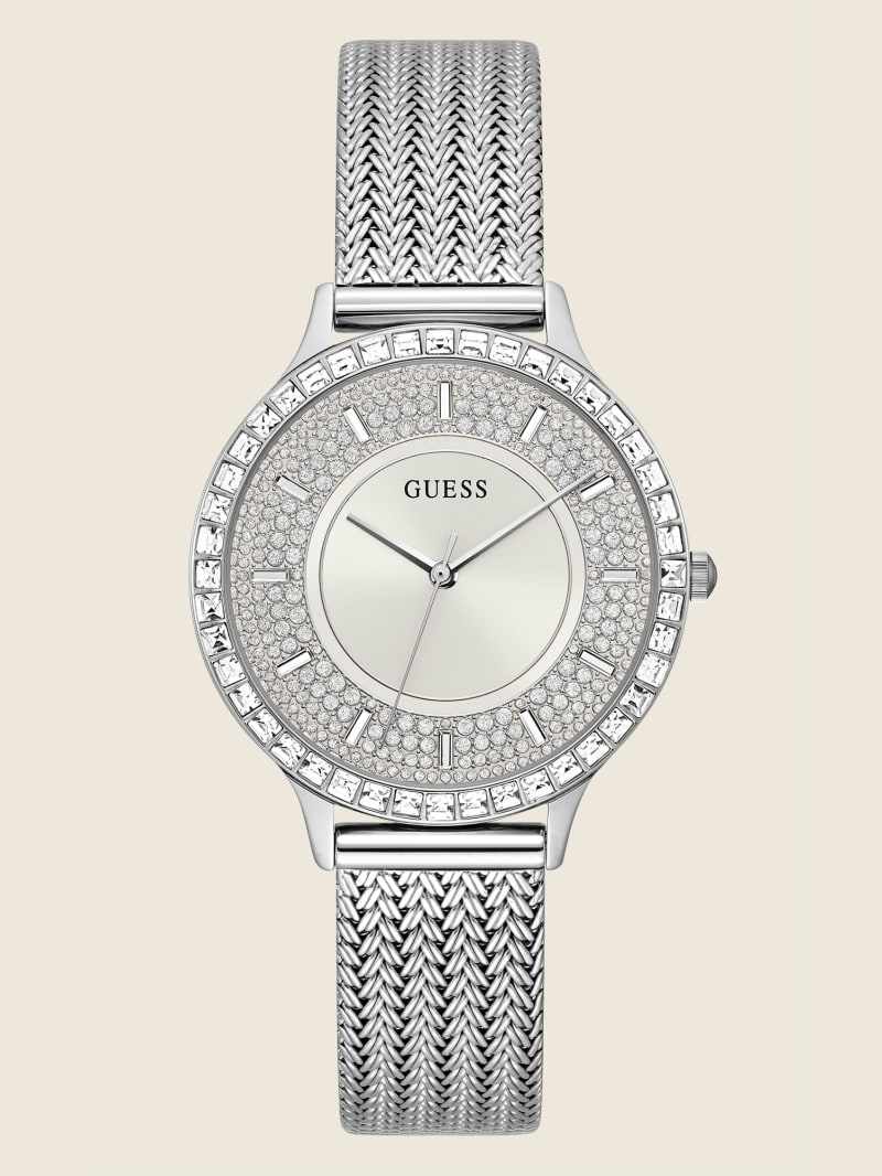 Silver Tone Mesh Analog Watch Guess Canada