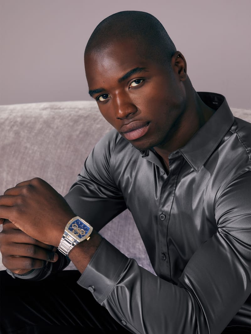 Square Silver-Tone Multifunction Watch | GUESS