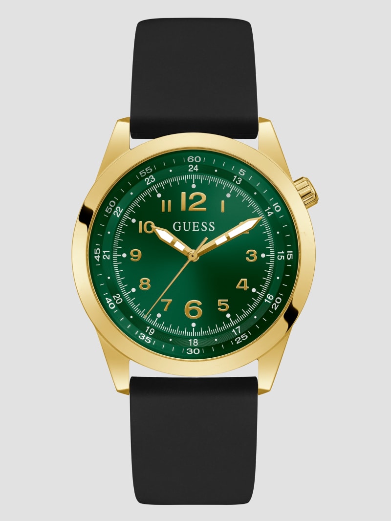 Gold-Tone and Green Analog Watch | GUESS
