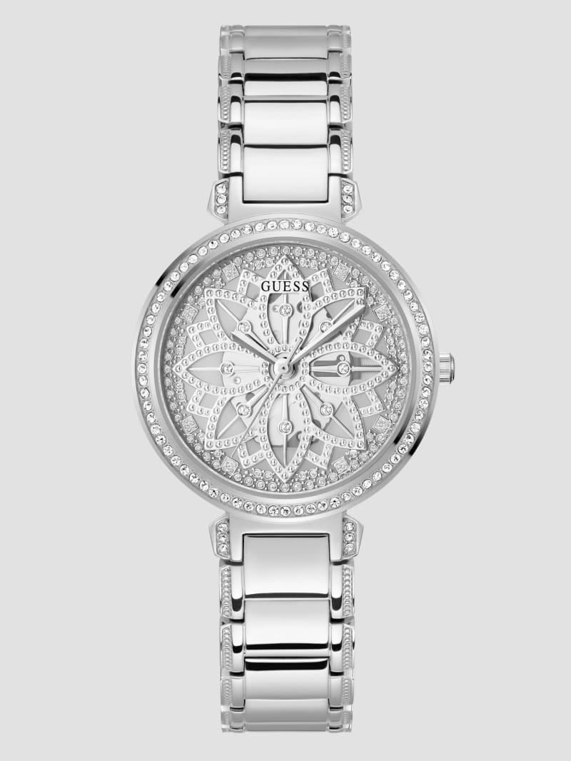 Silver Tone Floral Cut Through Analog Watch Guess Canada