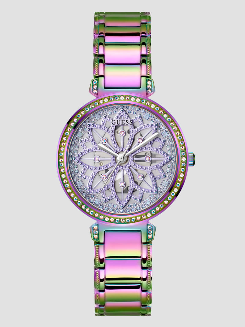 Iridescent Floral Cut-Through Analog Watch | GUESS