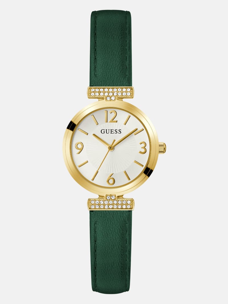 Gold-Tone and Leather Analog Watch | GUESS