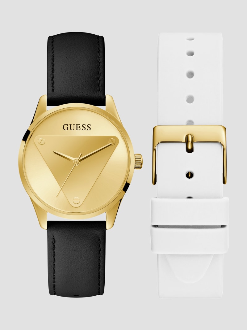Gold-Tone Emblem Analog Watch with Strap Set | GUESS