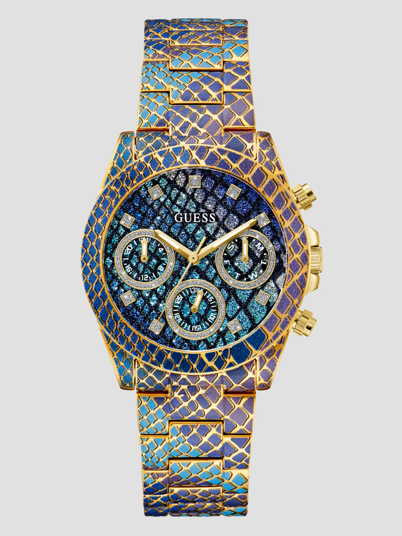 GUESS® Printed Gold-Tone Multifunction Watch