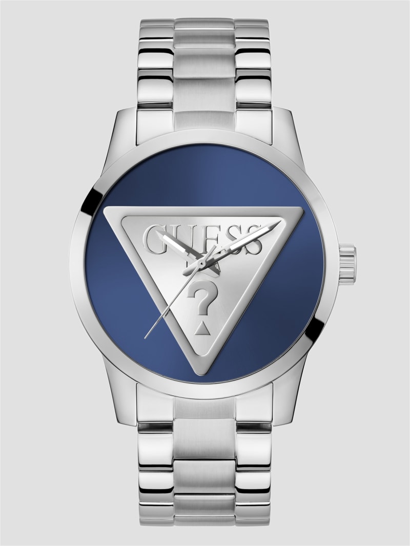 Silver Tone And Blue Analog Watch Guess