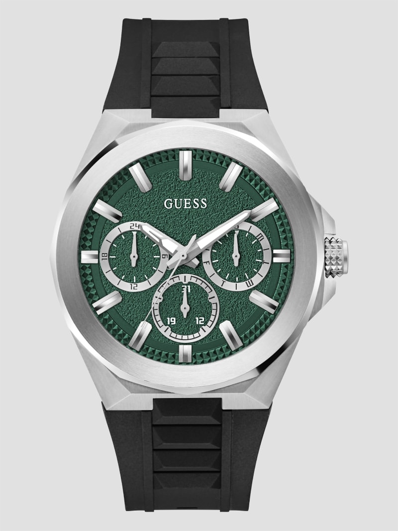 Silver-Tone and Green Multifunction Watch | GUESS