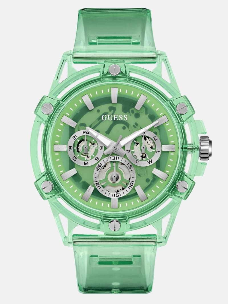 Transparent Green Multifunction Watch | GUESS Canada