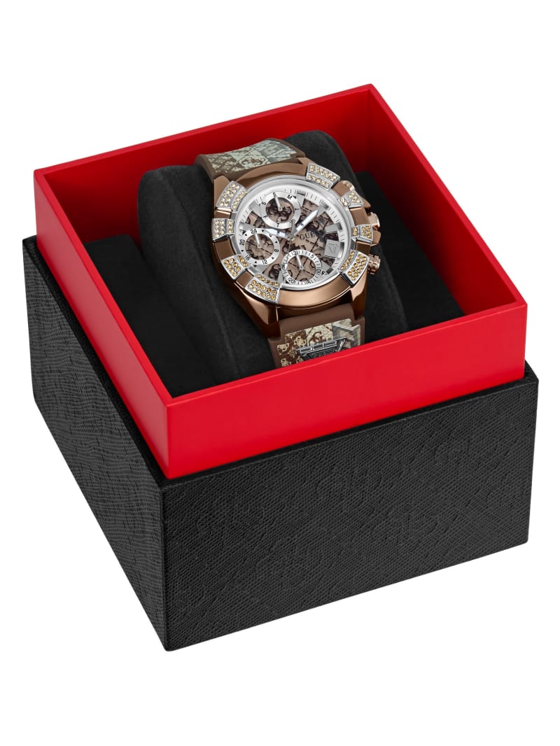 Montre multifonctionnelle en cuir | GUESS Canada