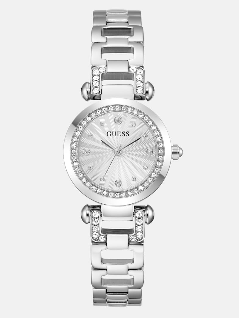 Silver-Tone Rhinestone Analog Watch | GUESS