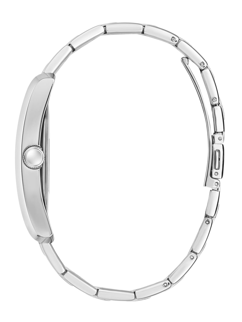 Silver-Tone and Black Square Analog Watch | GUESS