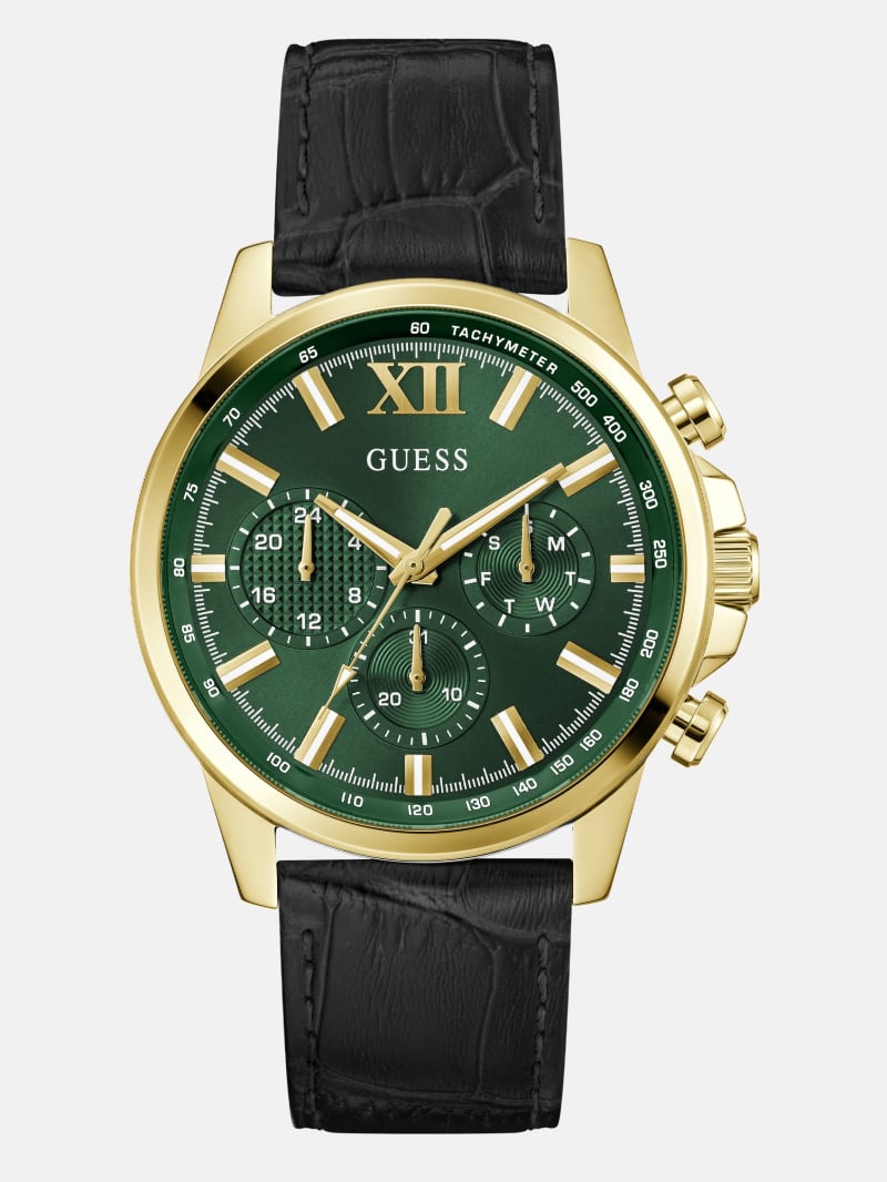 Gold-Tone Leather Multifunction Watch | GUESS