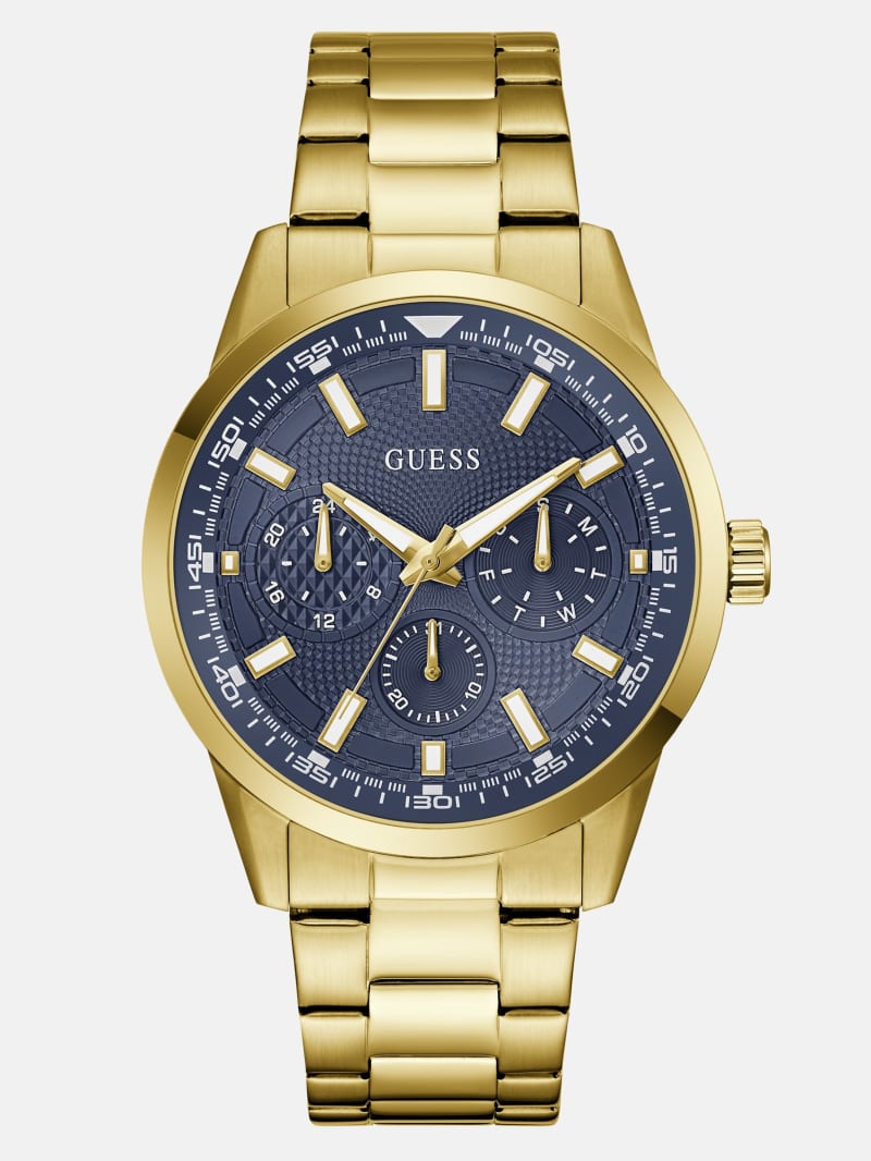 GUESS® Gold-Tone and Blue Multifunction Watch
