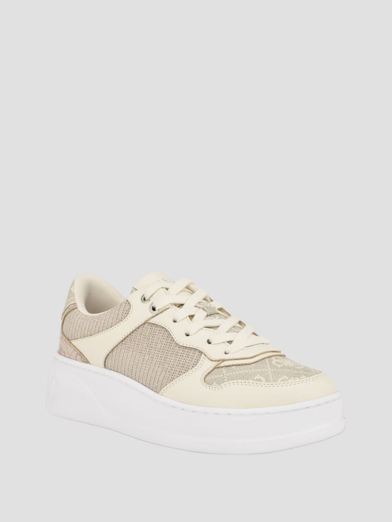 Cleva Logo Embossed Low-Top Sneakers | GUESS