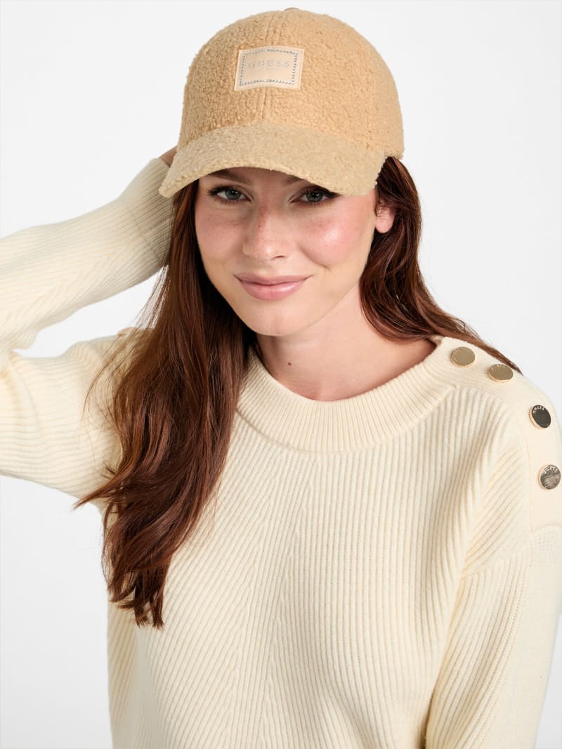 Rhinestone Sherpa Baseball Hat | GUESS Factory Ca