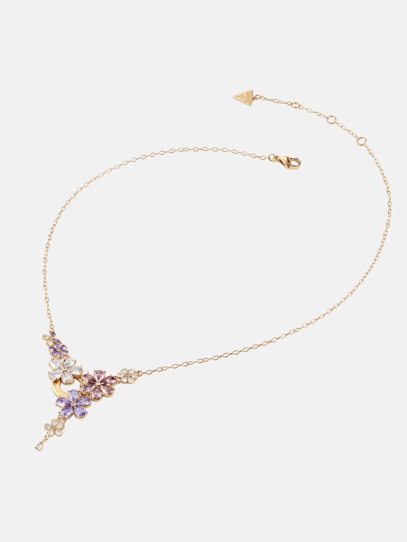 Gold-Tone and Multi-Flower Y Necklace | GUESS Canada
