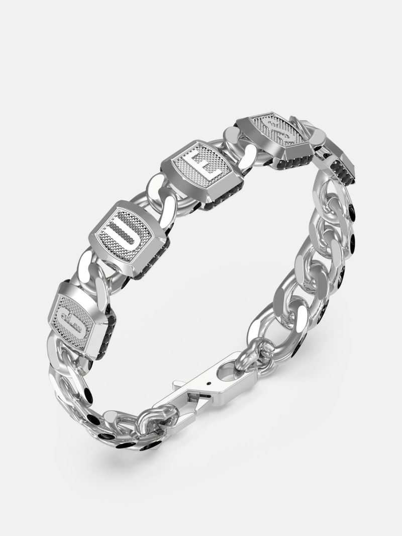 GUESS® Silver-Tone Letter Logo Chain Bracelet