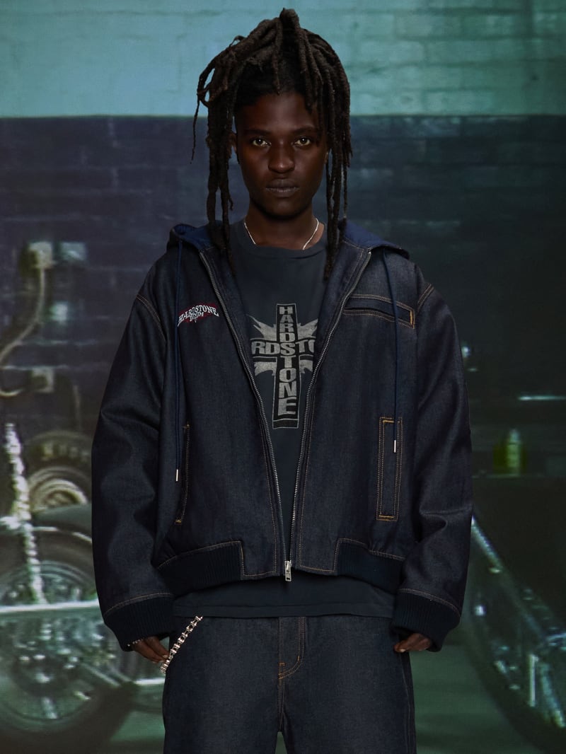 GUESS® HARDSTONE Raw Denim Hooded Jacket
