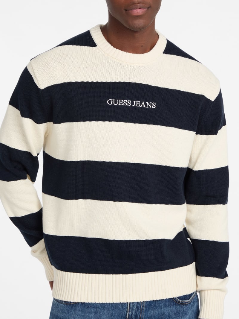 Striped Embroidered Logo Sweater | GUESS