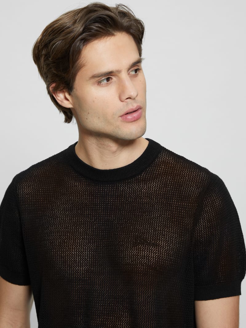 Tee-shirt en maille à col rond éco Lenny | GUESS Canada