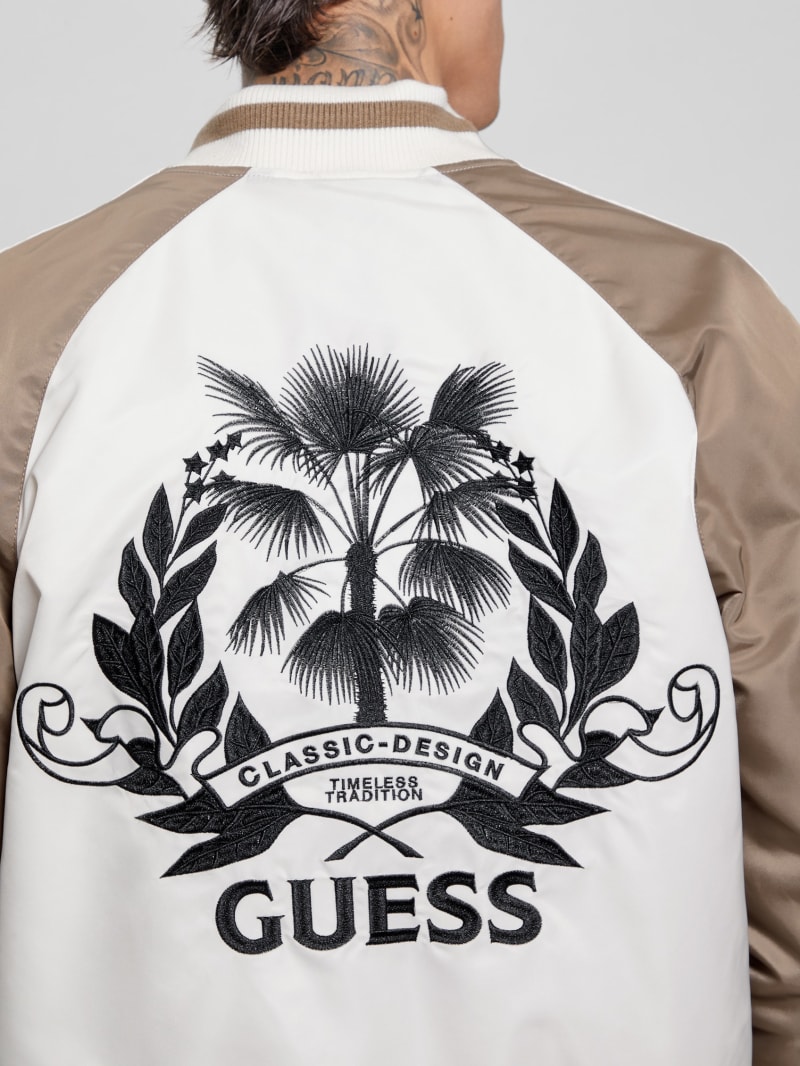 Ace Satin Palms Flight Jacket | GUESS