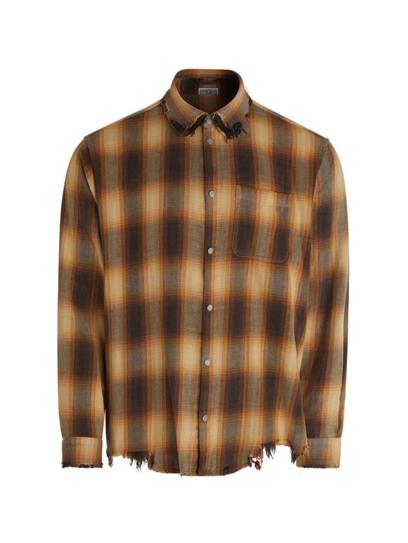 GUESS® distressed flannel shirt