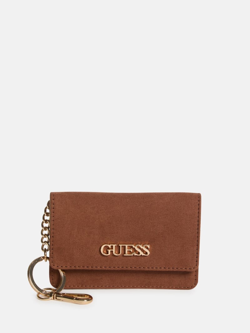 Nyra Suede Keychain Card Case | GUESS Factory