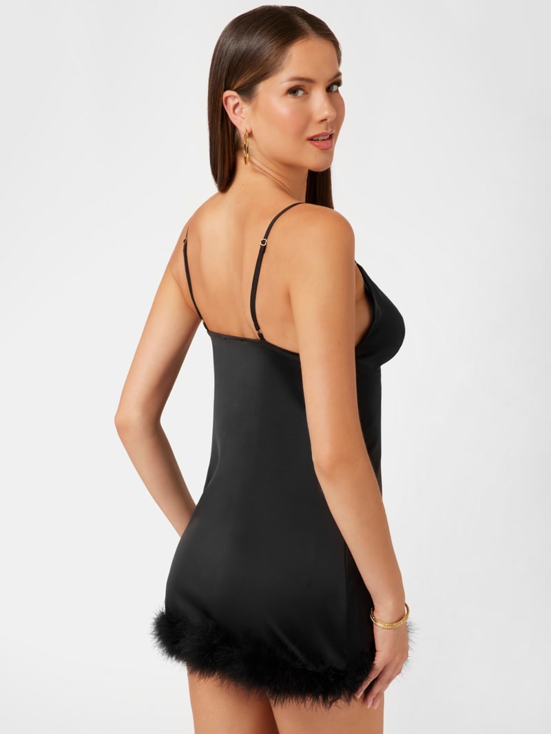 Eco Mini Feather Slip Dress | GUESS