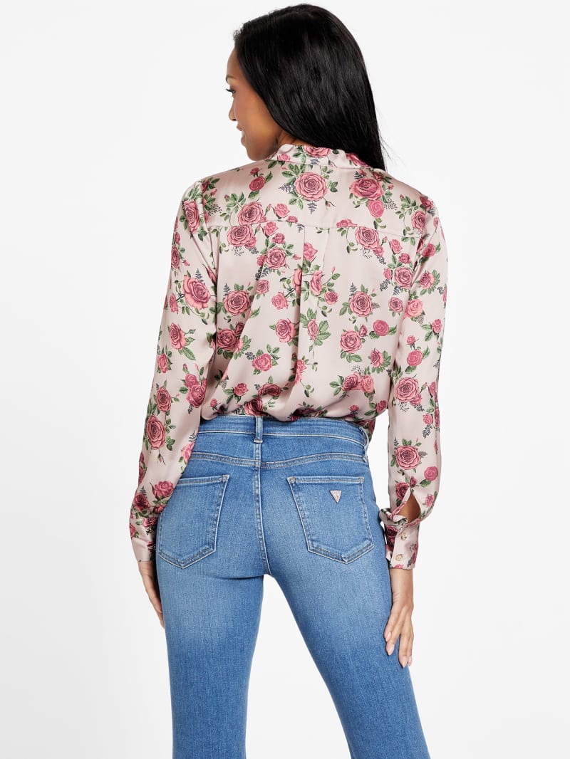Palmer Printed Satin Shirt | GUESS Factory