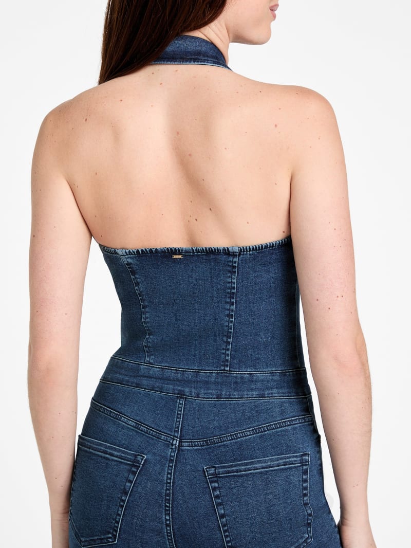 Eco Layna Wide-Leg Denim Jumpsuit | GUESS Factory