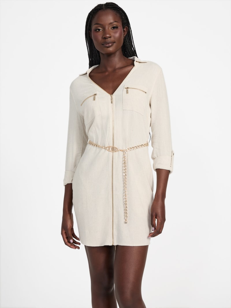 Elina Linen-Blend Dress | GUESS Factory