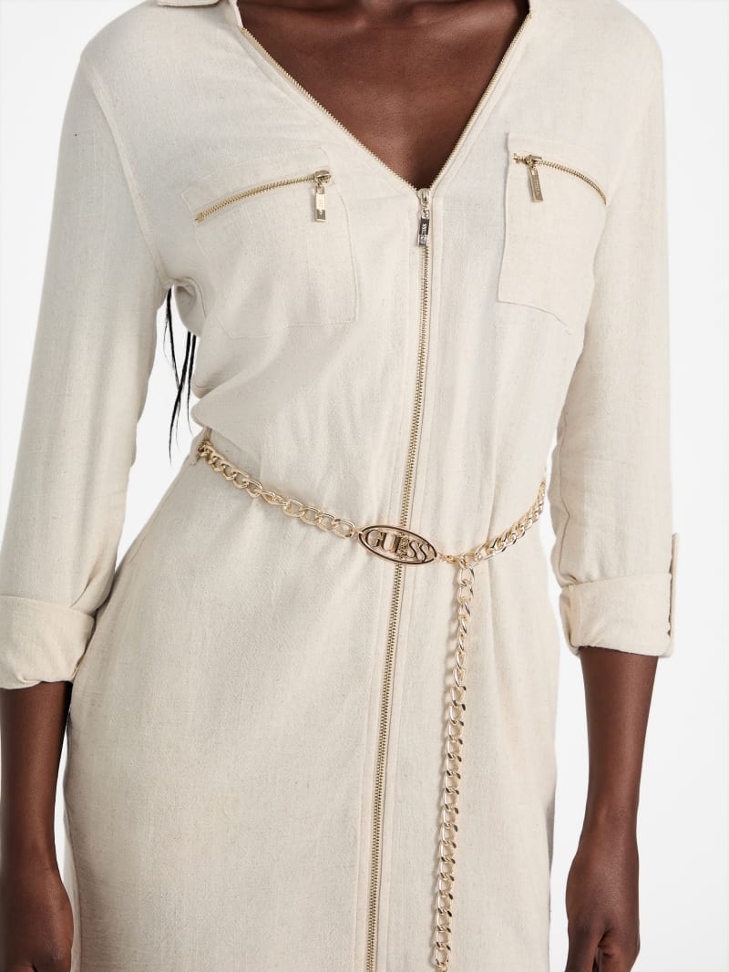 Elina Linen-Blend Dress | GUESS Factory