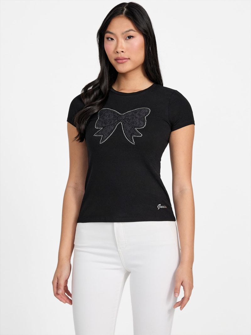 Eco Melany Lace Bow Tee | GUESS Factory Ca