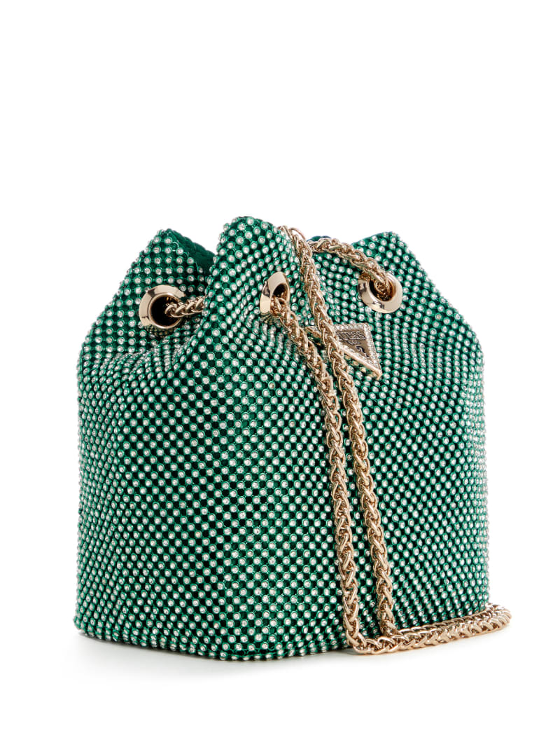 Lua Rhinestone Mesh Mini Pouch Bag | GUESS