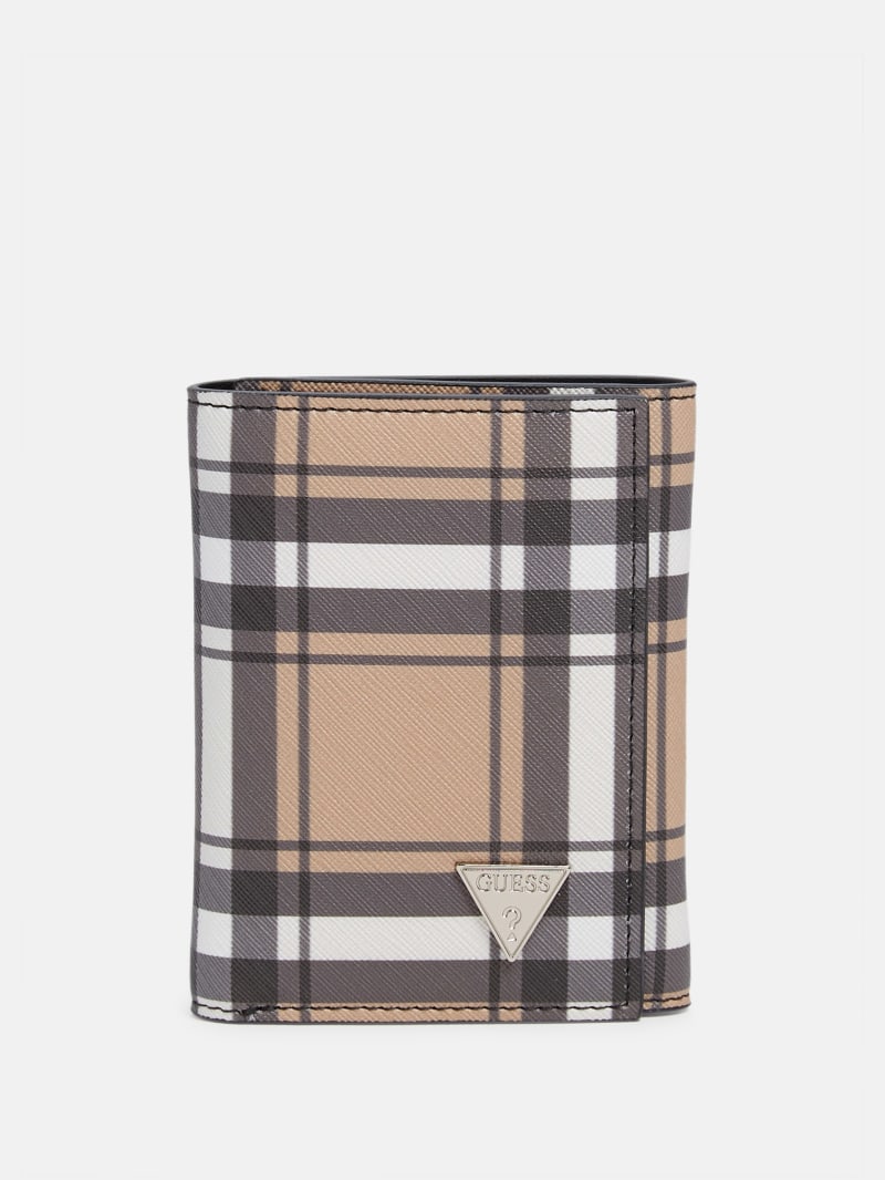 Plaid Trifold Wallet | GUESS Factory