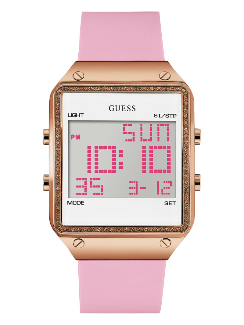 Guess Pink and Rose Gold-Tone Digital Watch - U0700L2-NC