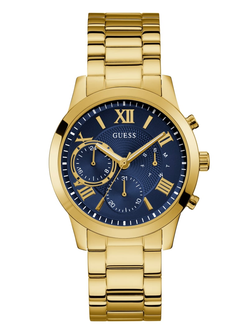 Navy and Gold-Tone Chronograph Watch | GUESS