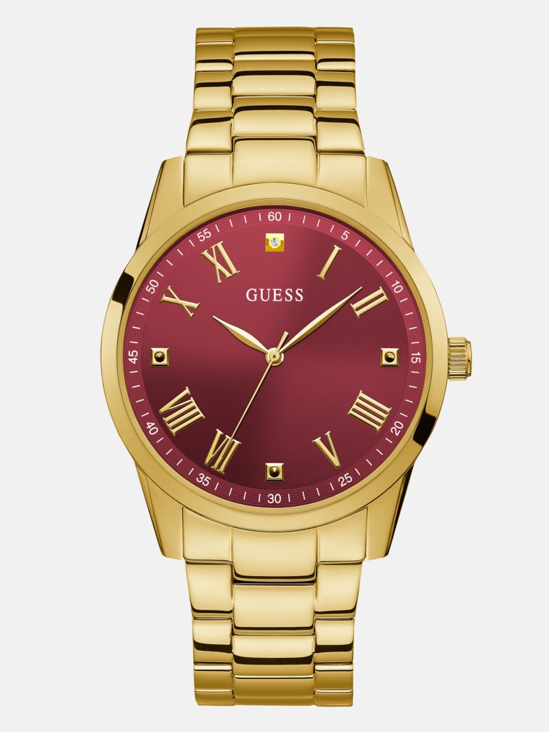 Red and Gold-Tone Analog Watch | GUESS Factory Ca