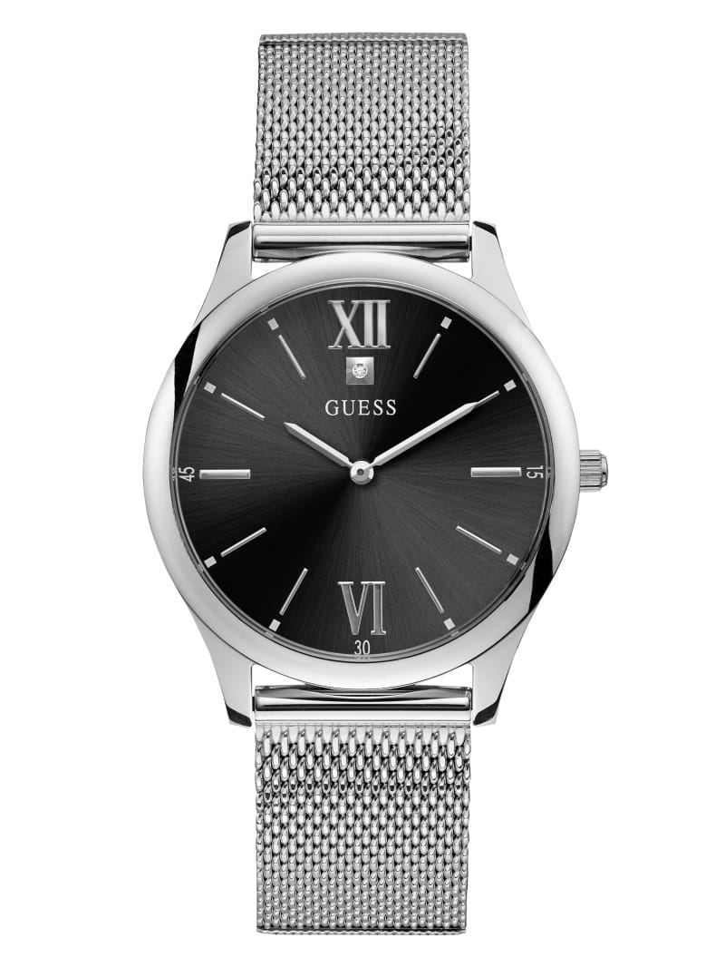 Silver-Tone Diamond Mesh Watch | GUESS Factory Ca