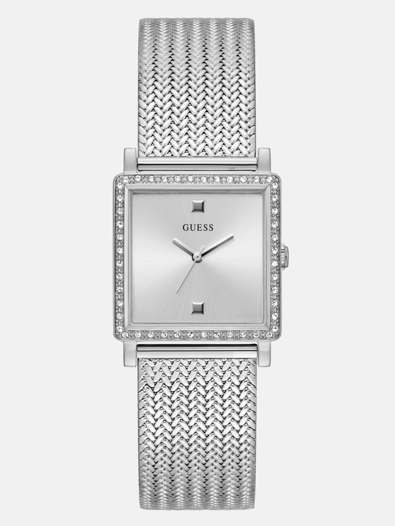 Silver-Tone Mesh Analog Watch | GUESS Factory Ca