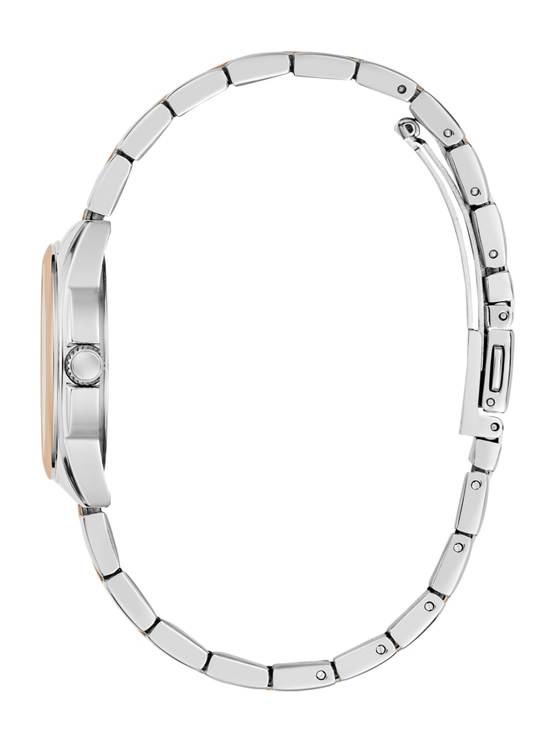 Silver and Rose Gold-Tone Analog Watch | GUESS Factory Ca