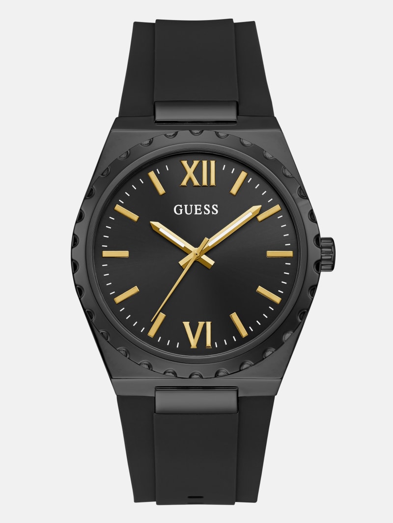 Black Silicon Analog Watch | GUESS Factory