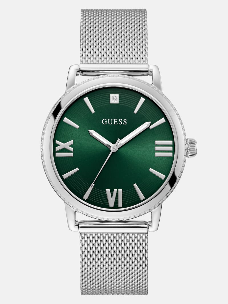 Silver-Tone Mesh Analog Watch | GUESS Factory Ca