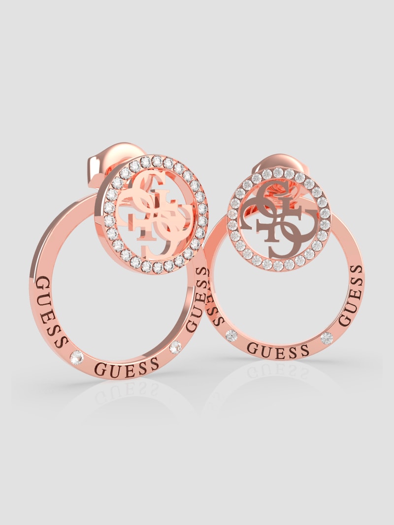 Rose Gold Tone Circle Pave Earrings Guess