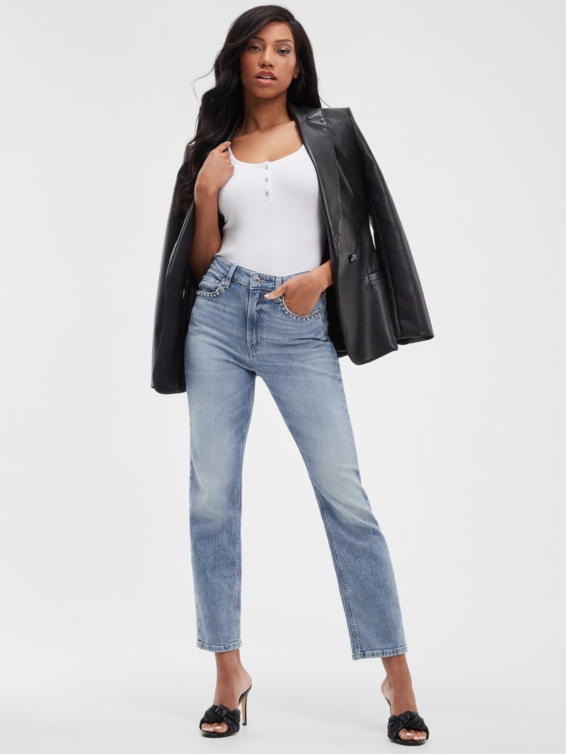 Eco Girly Crystal Straight Jeans Guess Canada